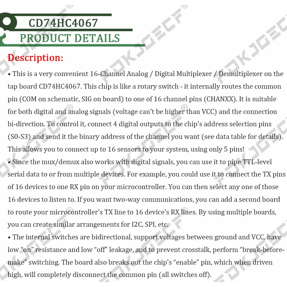 74HC4067 CD74HC4067 16-Channel Analog Digital Multiplexer Breakout ...