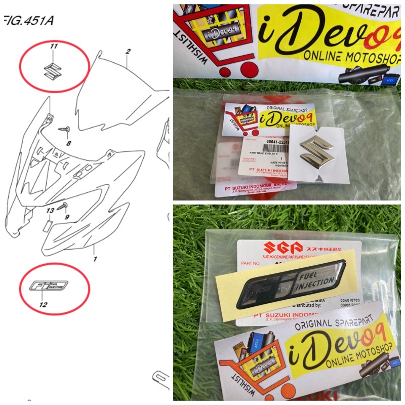 Emblem Sticker S Visor Cover Housing Headlight Logo Fi Satria Fu Fi ...