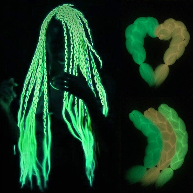 24 Inch Luminous Jumbo Braiding Hair Pre Stretched Afro Ombre Synthetic ...