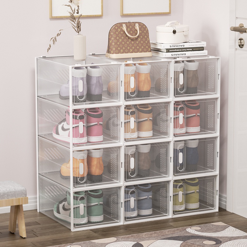 Extra Large Shoe Storage Box Clear Plastic Stackable Shoe Organizer for ...