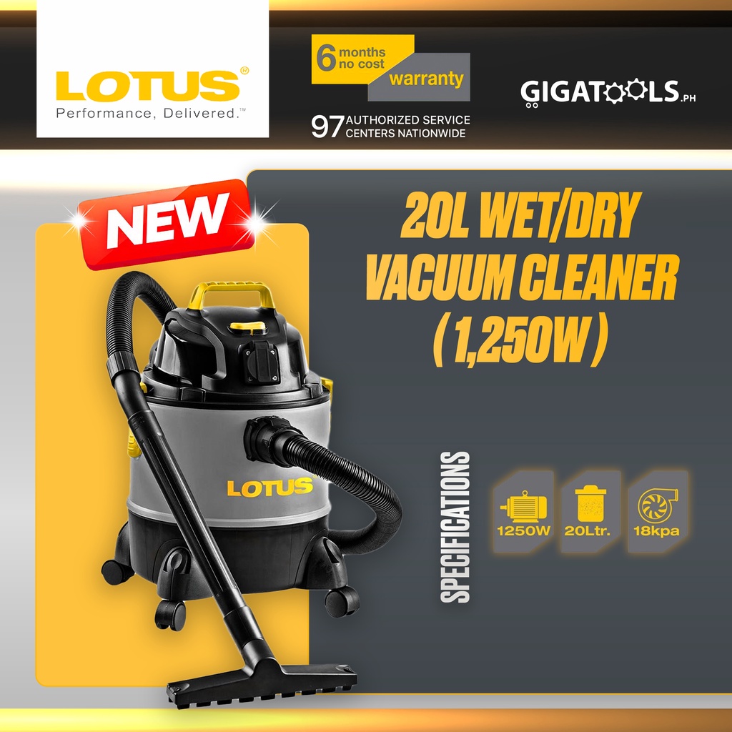Lotus LT1250DWX/20ASX Wet and Dry Vacuum Cleaner w/ Power Socket (20 ...