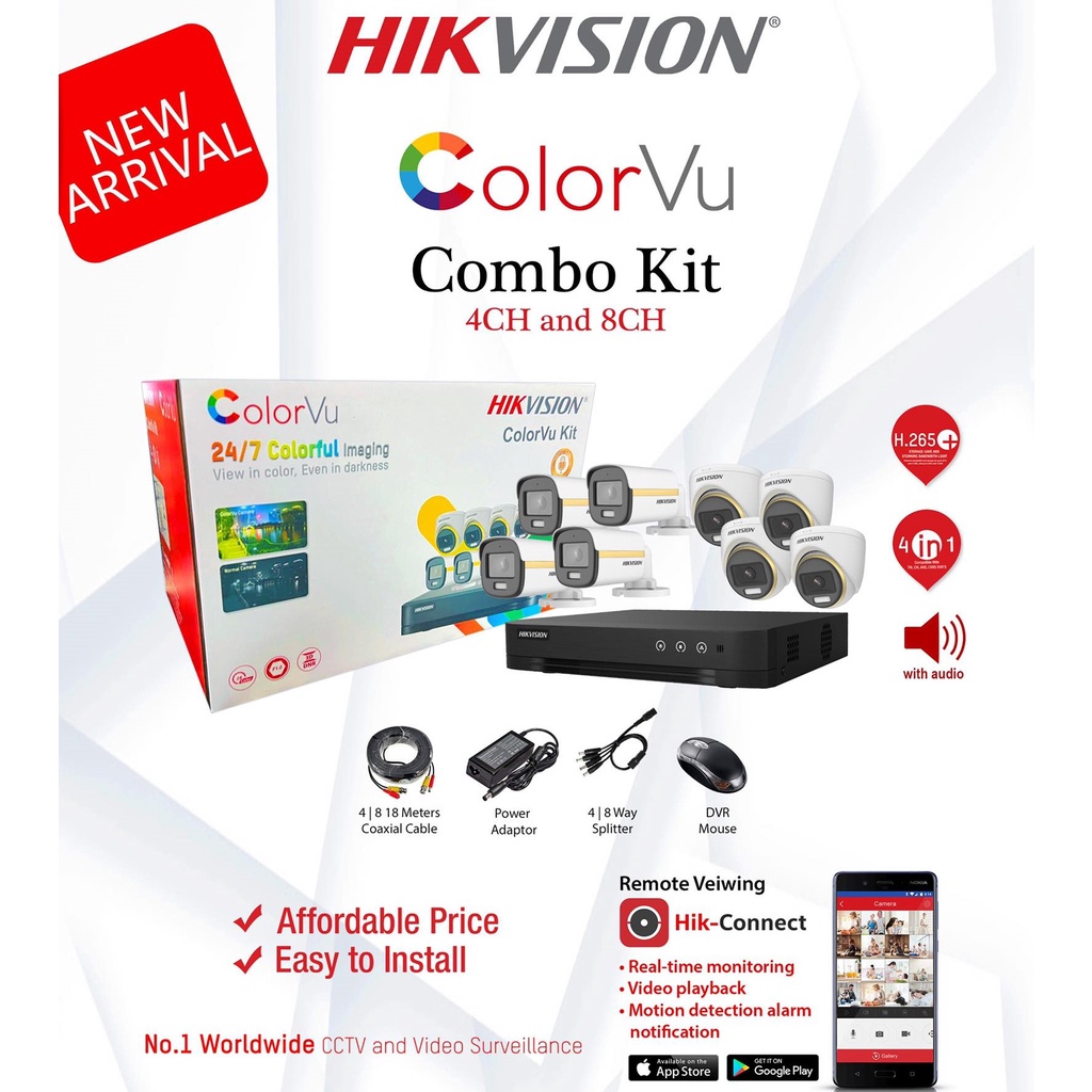 HIKVISION 2MP 8 Channel Lite ColorVu Combo Kit TVI-Lite-8CH4D4B-2MP-ColorVu | Shopee Philippines