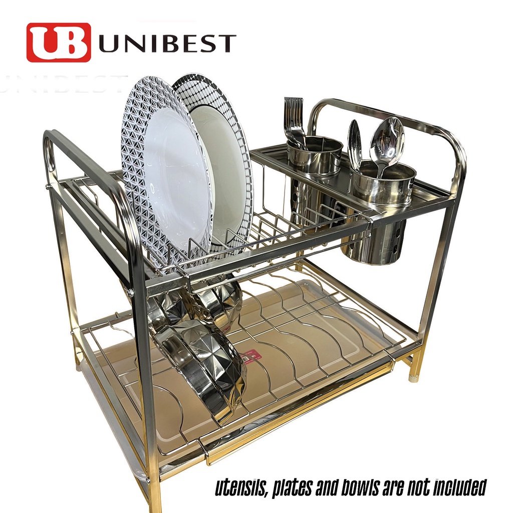 Unibest Stainless Steel Dish Drying Rack with Drainboard | Shopee ...