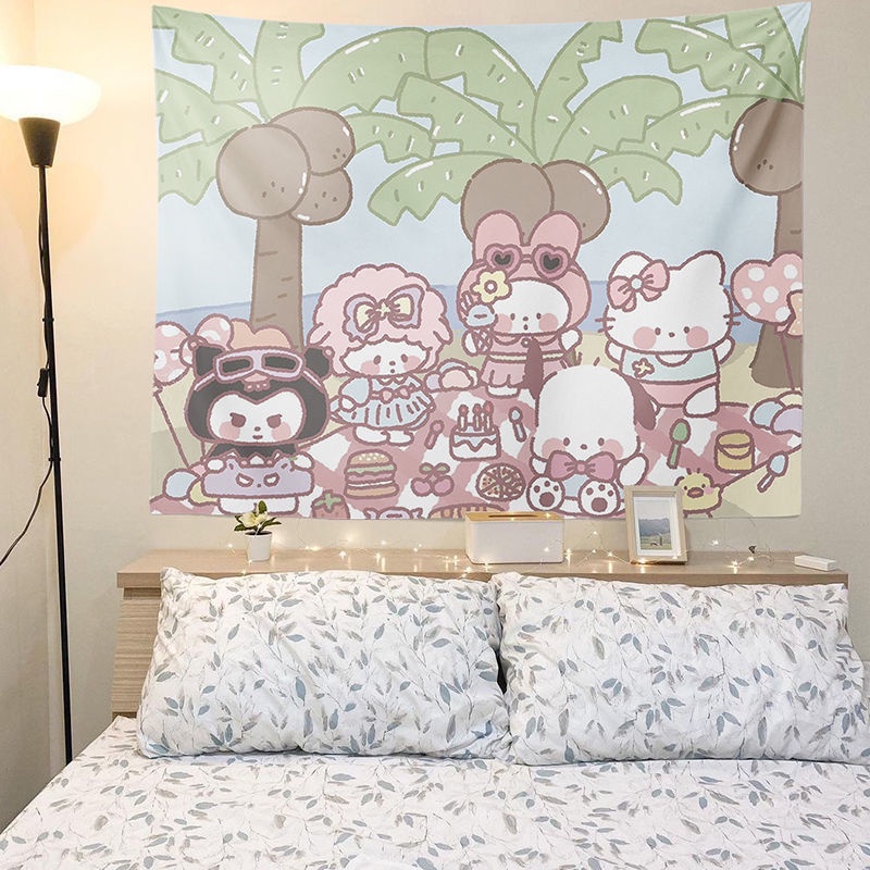 sanrio ins Tapestry Bedroom Wall Background Cloth Illustration Photo ...