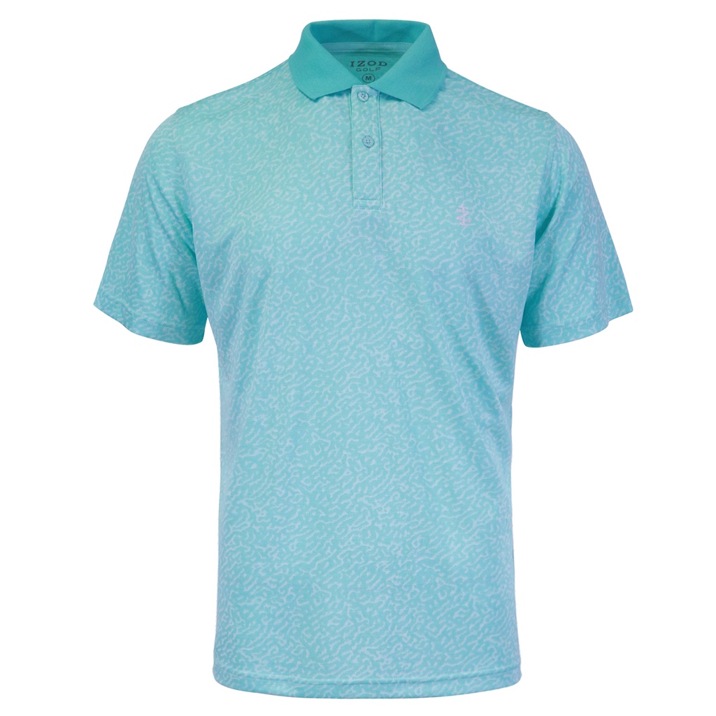 Izod Men's Basic Fit Patterned Golf Shirt w/ Knitted Collar (Mint ...