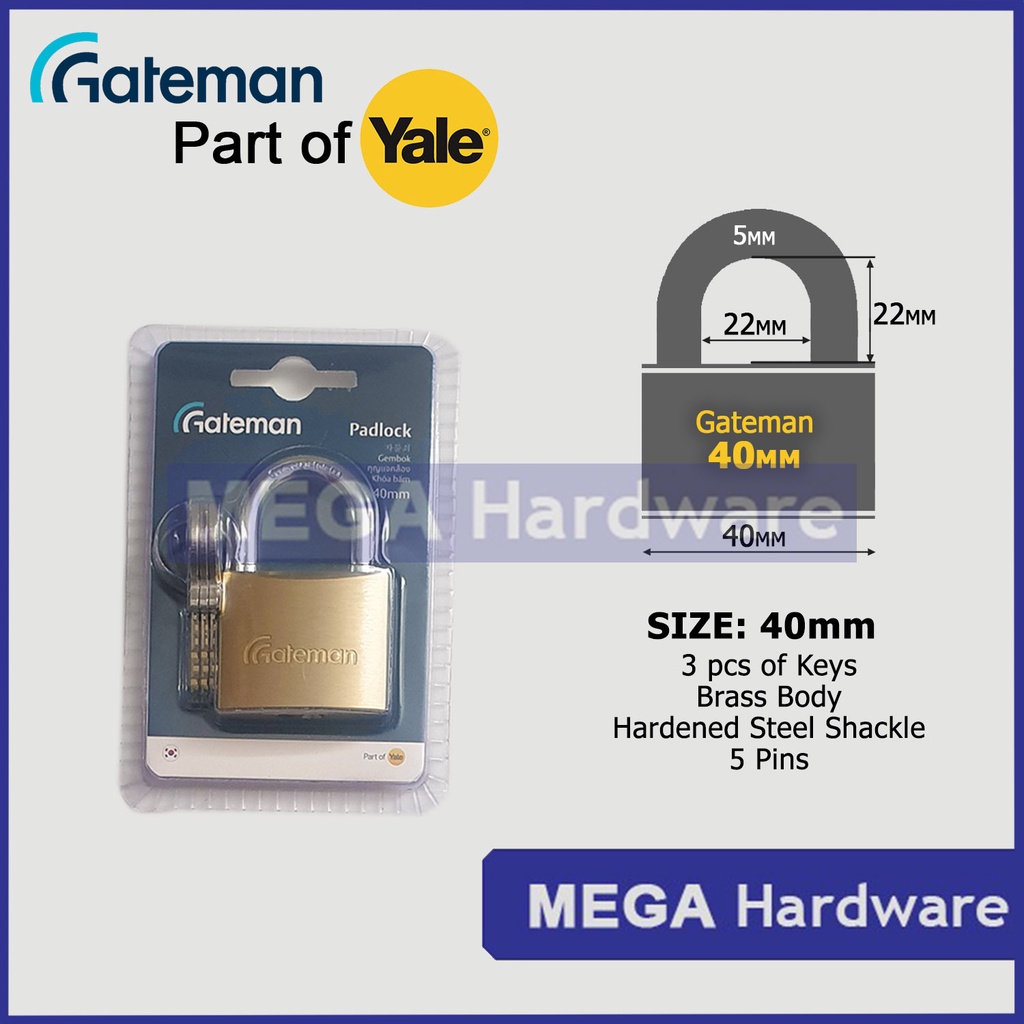 Yale Gateman Brass Padlock 30mm 40mm 50mm 60mm (4-pin, 5-pin or 6 pin lock) | Shopee Philippines