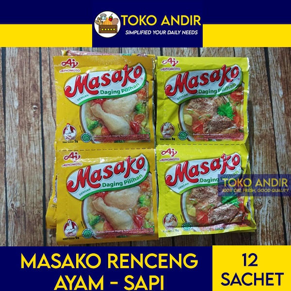 Masako Chicken Renceng / Masako Beef Renceng (12 sachets) | Shopee ...