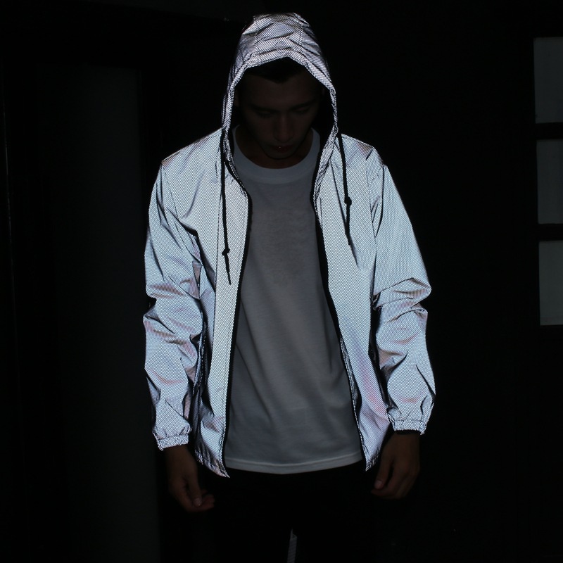 Night Running Coat jacket Hooded Jacket windbreaker reflective luminous ...