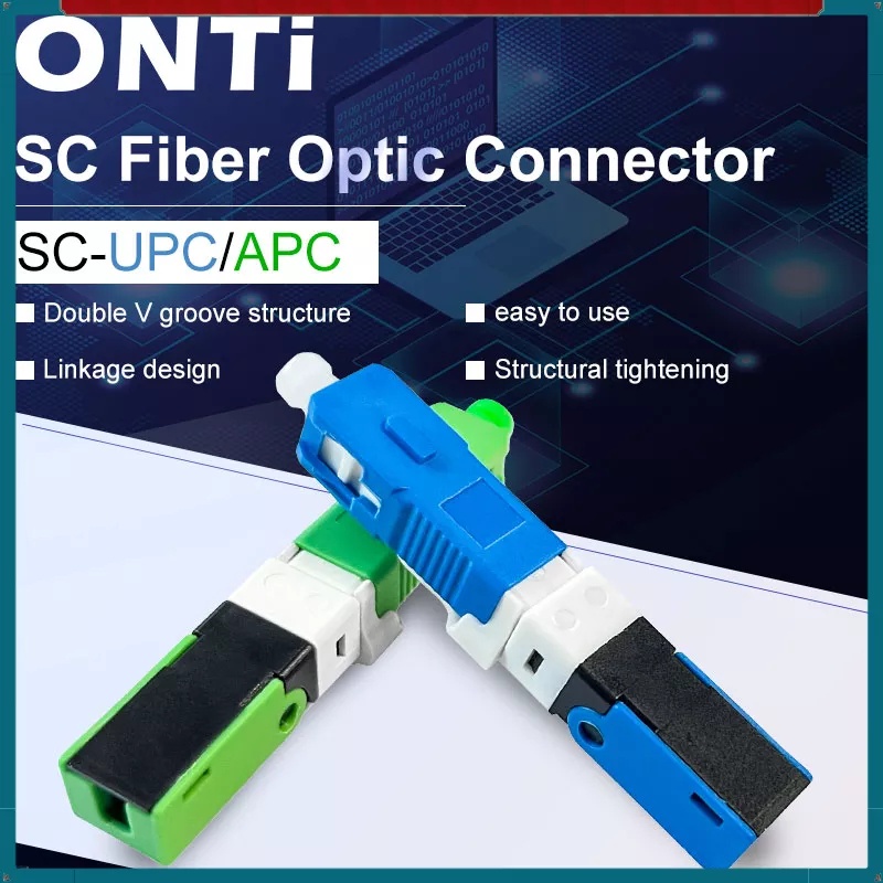 ONTi 200pcs SC Connector FTTH ESC250D UPC/APC Single Mode Fiber Optic Fast Connector Embedded ...