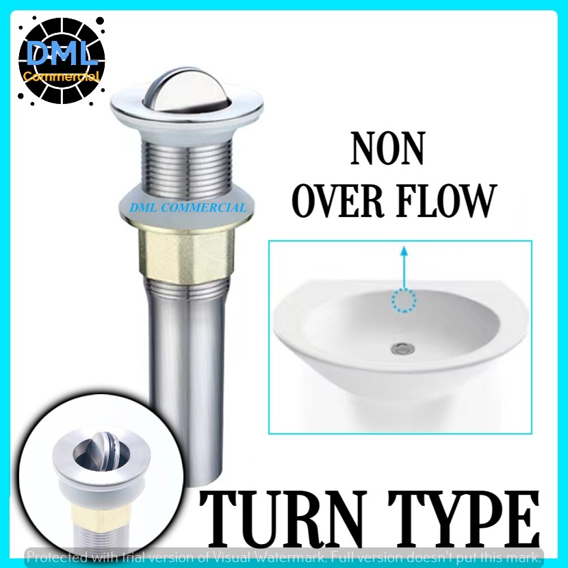 (DML-1006) 1 PC Brass Bathroom Lavatory/Kitchen Sink Drain Turn Type ...