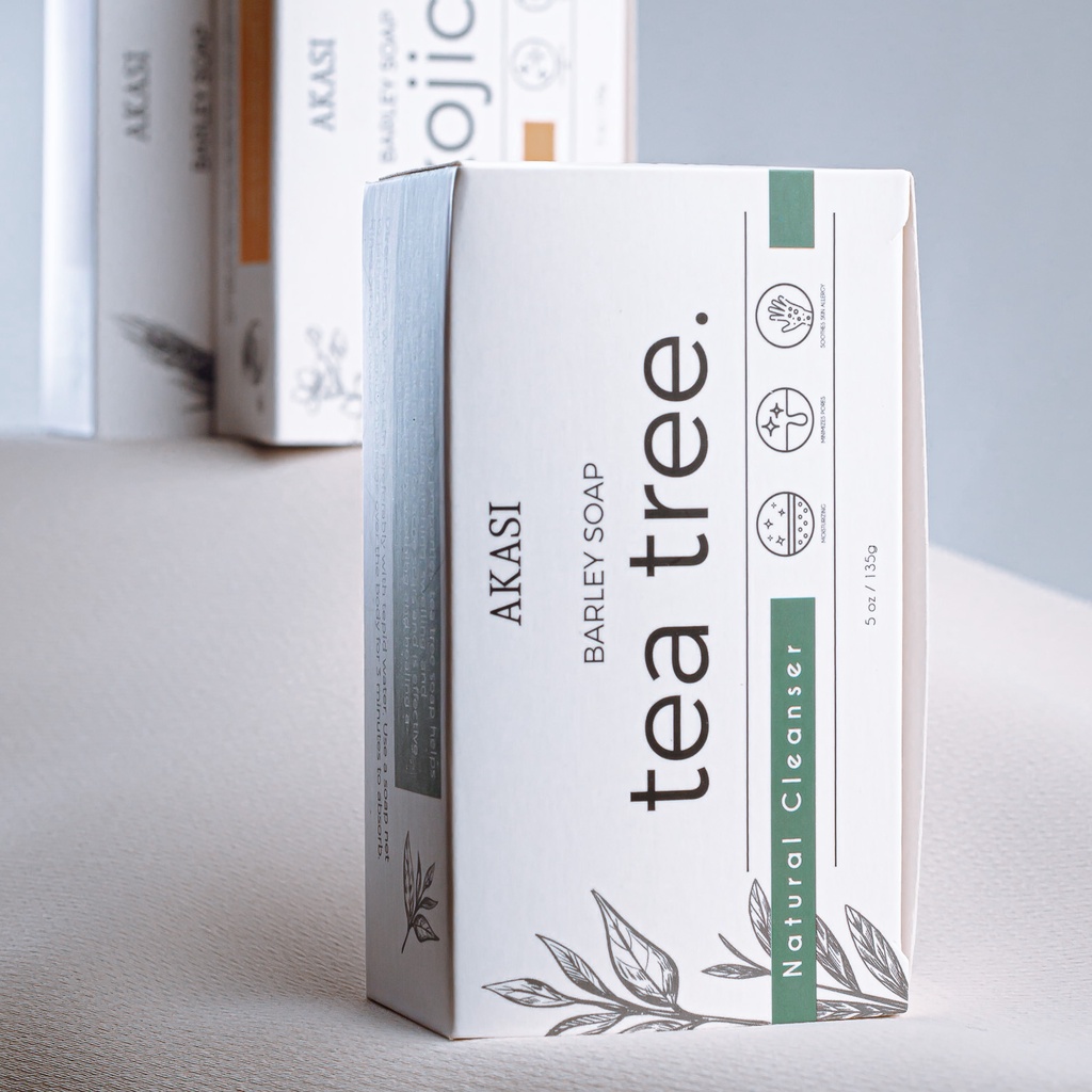 Tea Tree Barley Soap by AKASI Natural Cleanser Soap with Mesh | Shopee ...