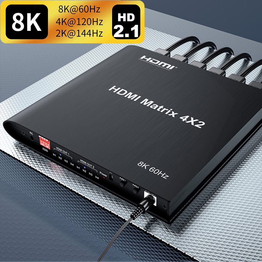 4K 120Hz HDMI Matrix 8K HDMI 2.1 4X2 Matrix Switch splitter 4K 120Hz 4 ...