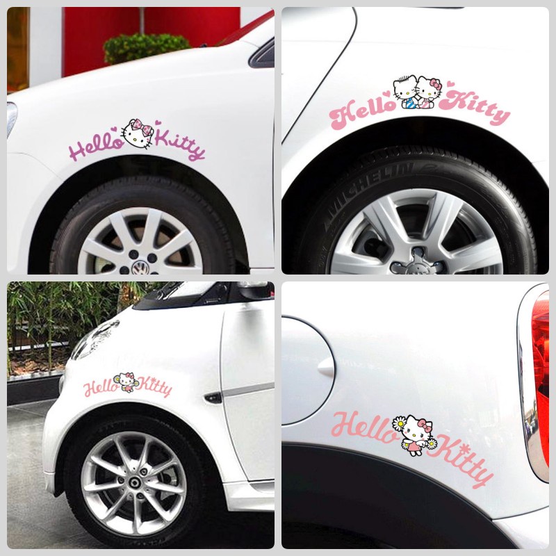 Hello Kitty Car Stickers Cartoon Cute Lovely Baby Pink Girl Decoration ...