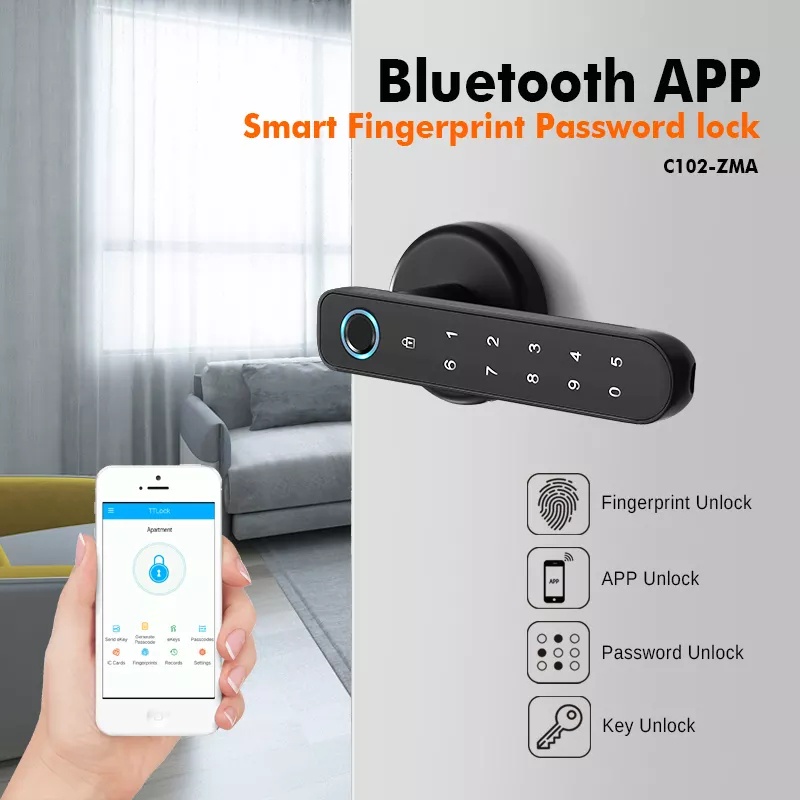 door knob double lock door smart fingerprint lock digital door lock ...