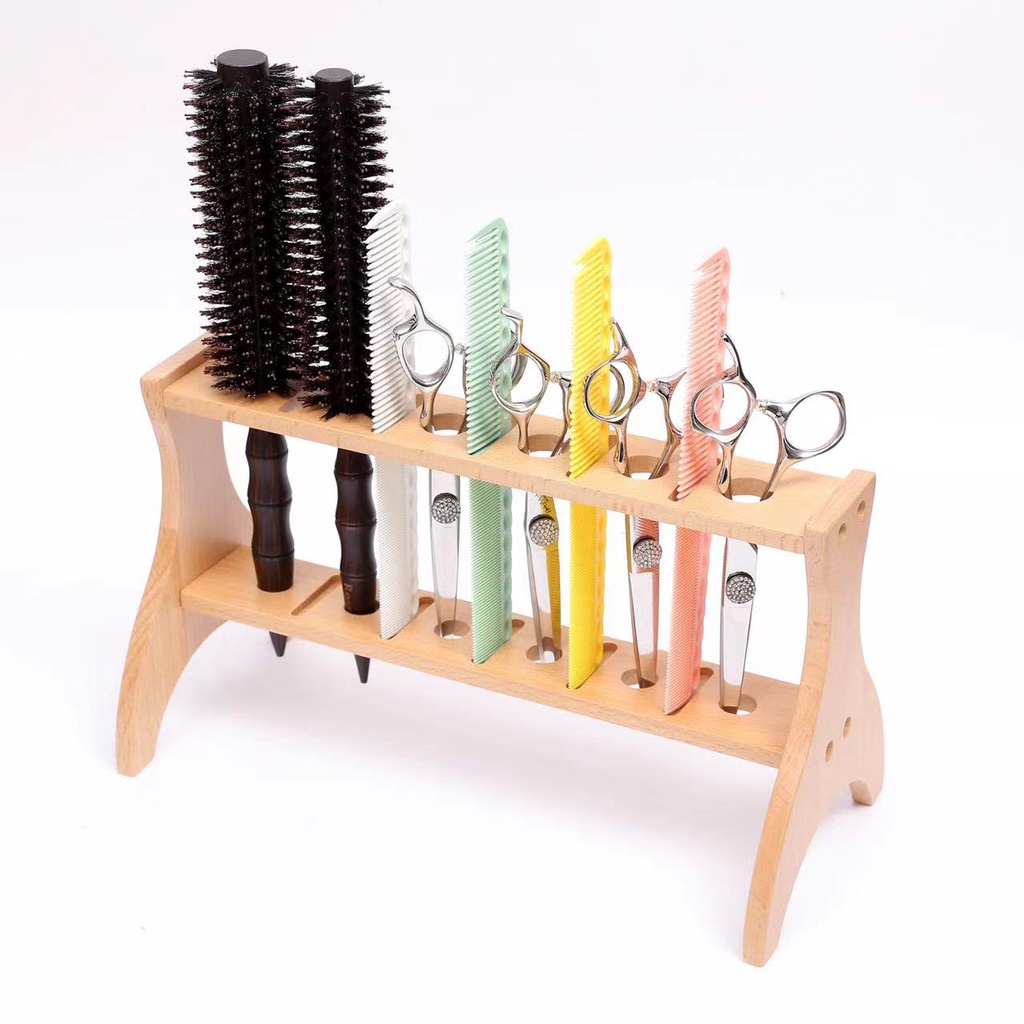 Spot salon barber tool storage rack All solid wood haircut scissors ...