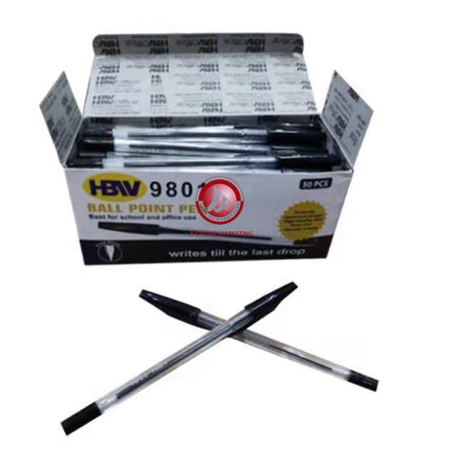 Black Ball Pen 50pcs HBW 9801 Ball Point Pen/School and Office Supply/Ballpoint Pens CY | Shopee ...