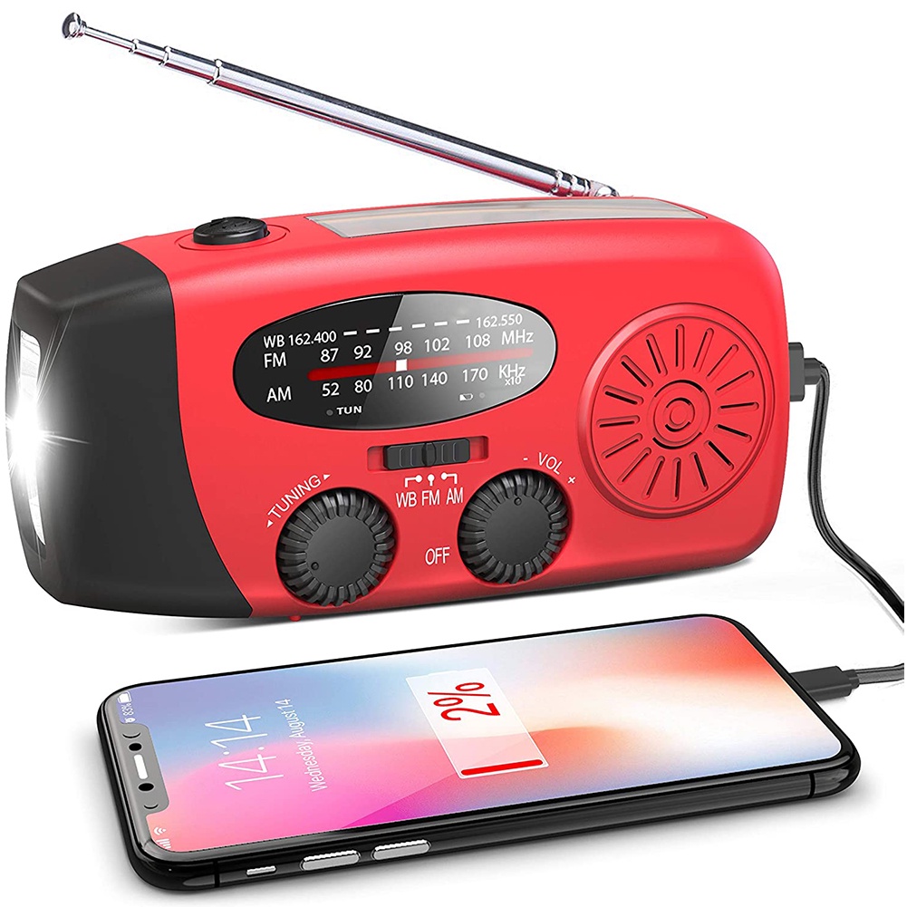 Radio Emergency LED Flash Multifunctional Radio Hand Crank Solar USB ...