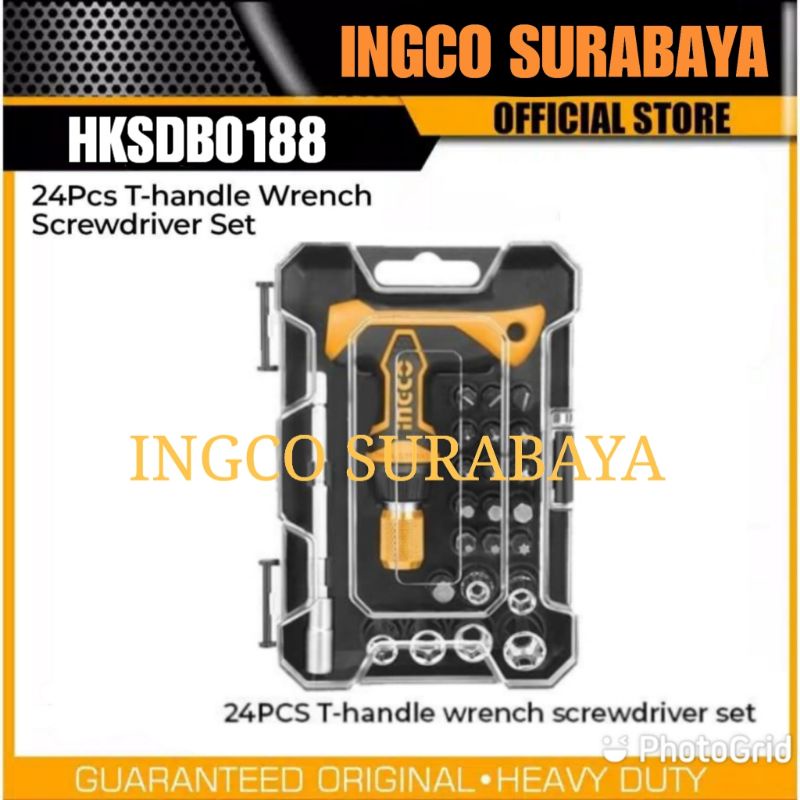 Ingco HKSDB0188 T-HANDLE WRENCH SCREWDRIVER SET 24PCS Key T TOOLKIT ...