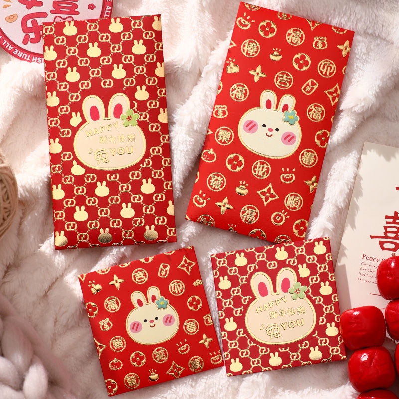6/12pcs 2023 Rabbit Ang bao Chinese New Year Red Packet Wedding ang bao ...