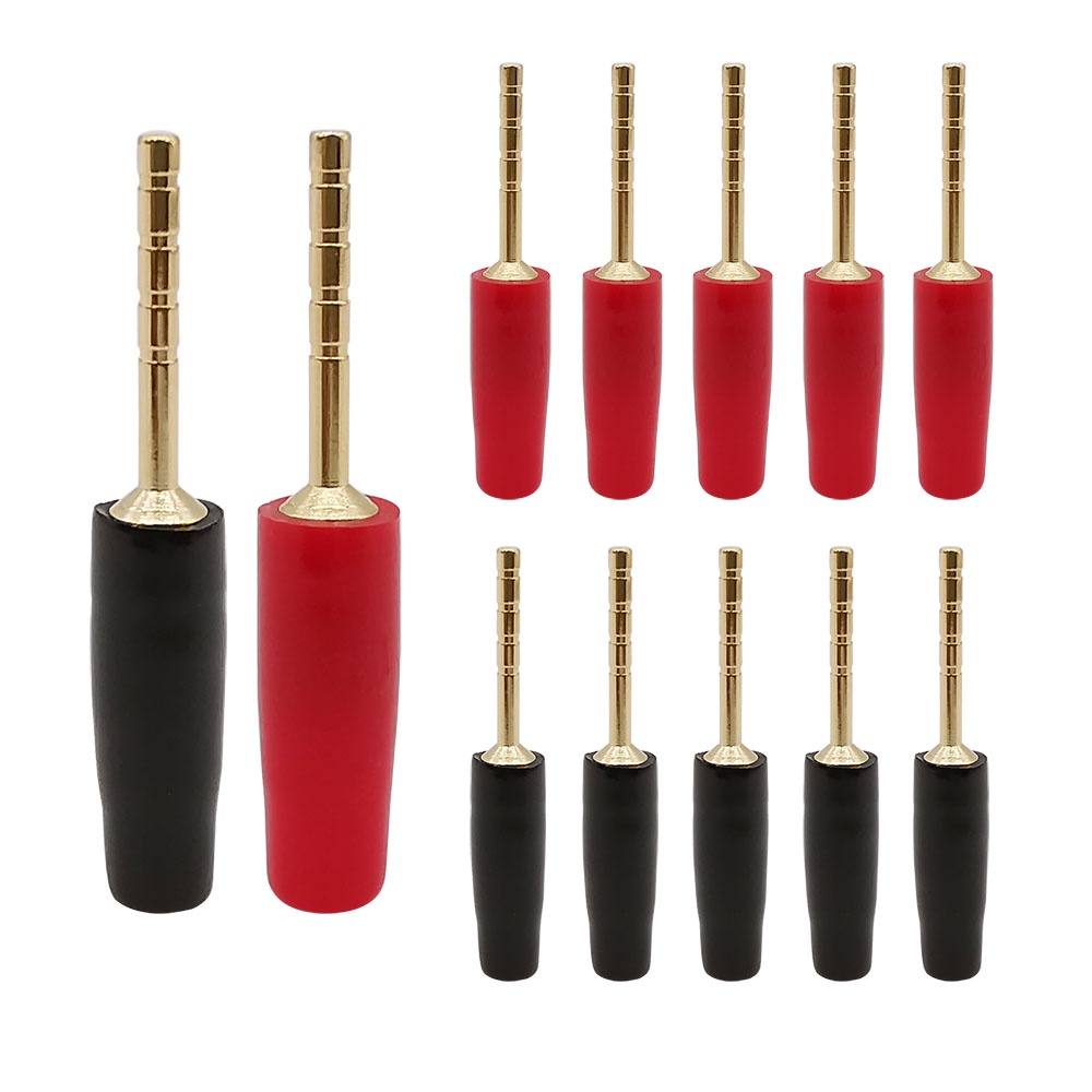 12Pcs/lot 2mm Banana Plug Adapter Copper Gold-Plated Straight Pin Small ...