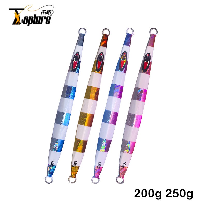 TL 200g 250g Hard Metal Jig Stripe Luminous Vertical Fishing Lures Saltwater Deepsea Fast Fall ...
