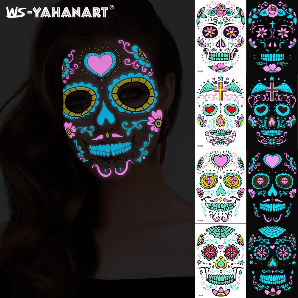 party funny Two-color glow-in-the-dark tattoo sticker face sticker Scar ...