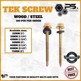 TEK SCREW FOR WOOD AND STEEL (100PCS) text screws| tex screw | tekscrew ...