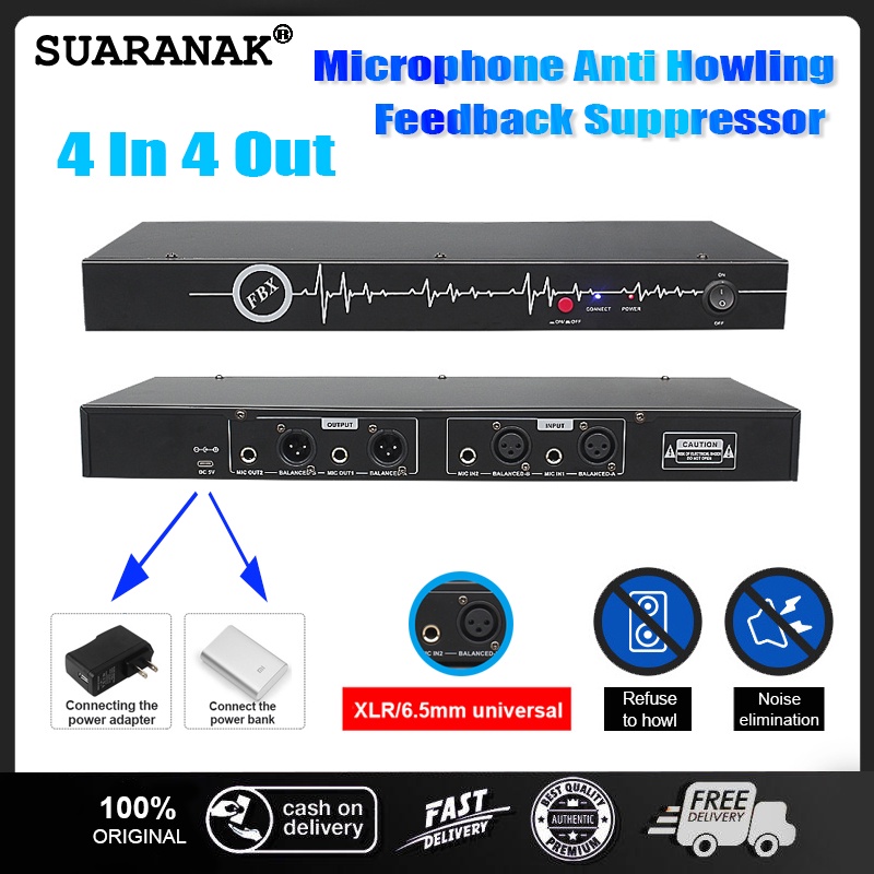 4 In 4 Out Microphone Anti Howling Feedback Suppressor Mic Anti Howling ...