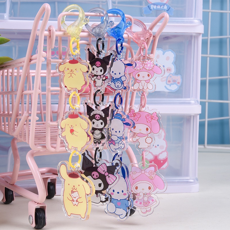 Sanrio Cute Acrylic Keychain String Chains Kuromi Hello Kitty ...