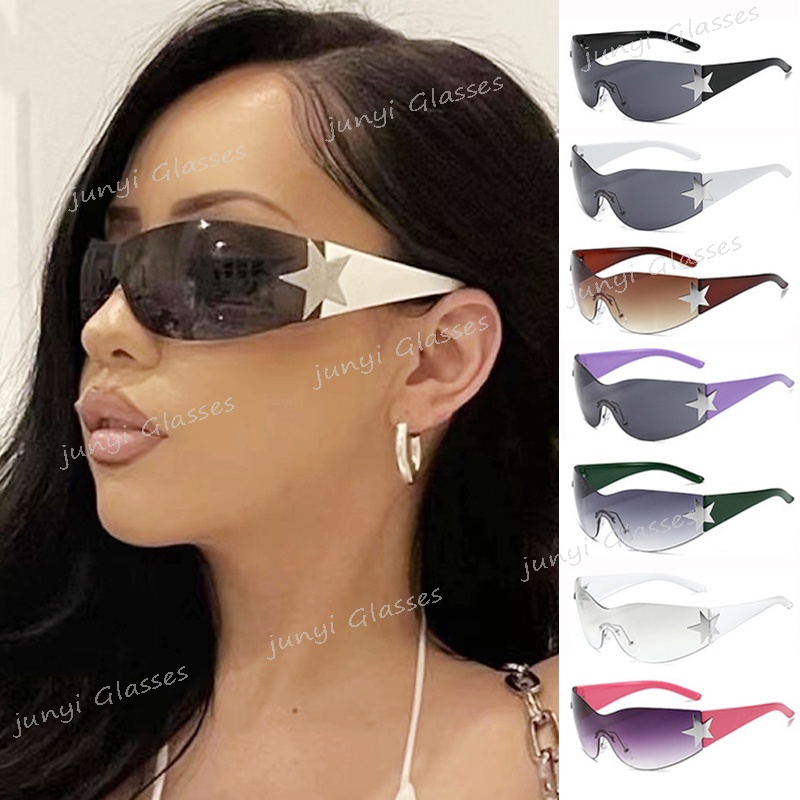 European style Y2K Millennium Women Frameless Square Sunglasses Cool ...