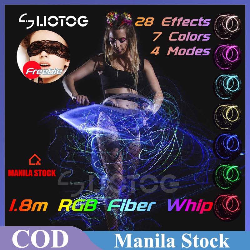 LIOTOG Rechargeable 1.8m Fiber Optic Dancing Whip RGB Pixel Whip Light ...