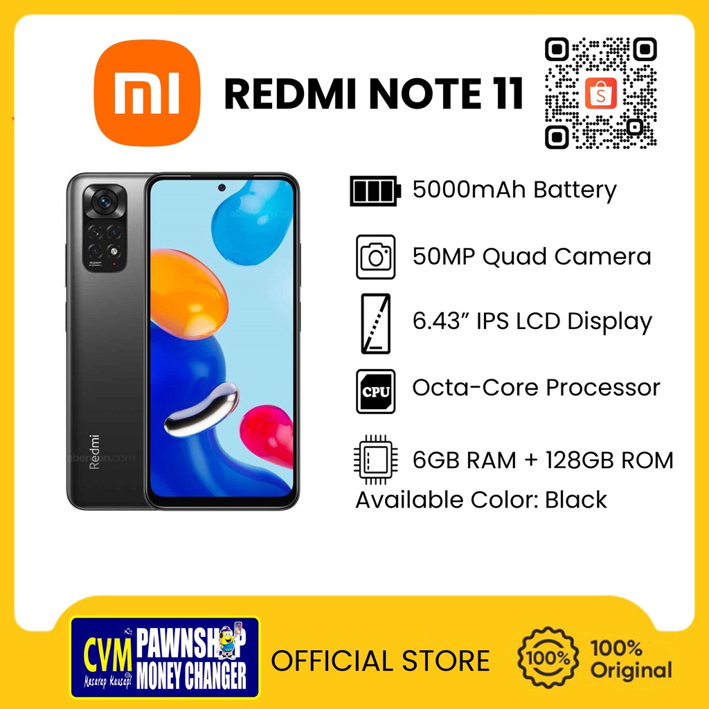 REDMI NOTE 11 / 6GB RAM / 128GB ROM / 5000MAH / BLACK | Shopee Philippines