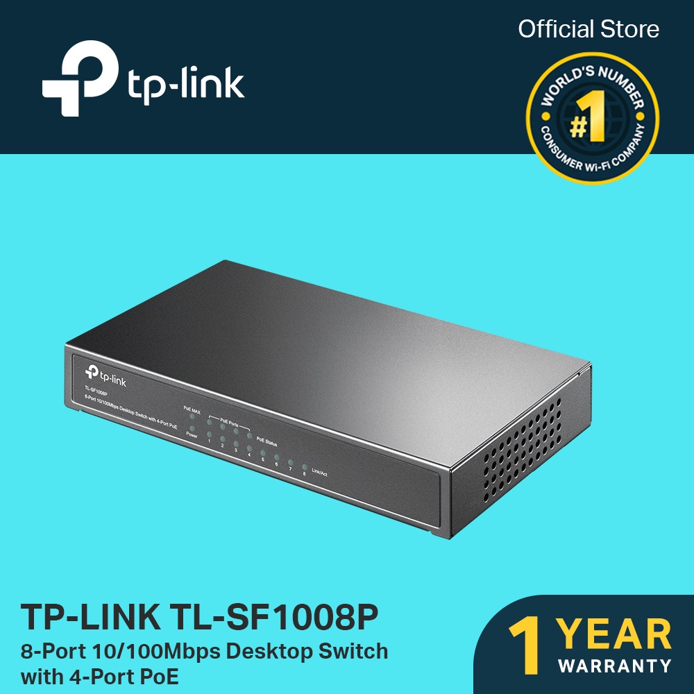 TP-Link TL-SF1008P 8-Port 10/100Mbps Desktop Switch with 4-Port PoE ...