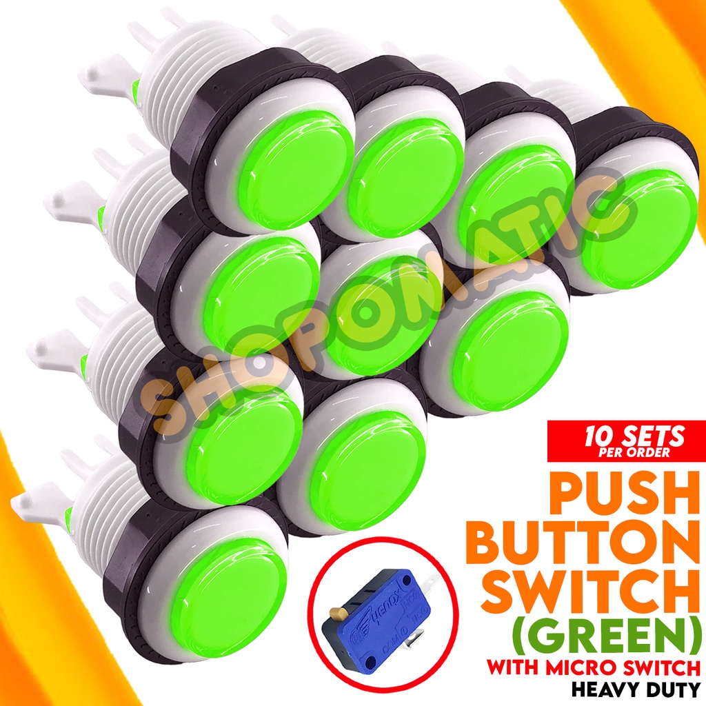 🟧 10 SETS GREEN SWITCH PUSH BUTTON WITH MICROSWITCH (For Pisonet) 🟧 ...