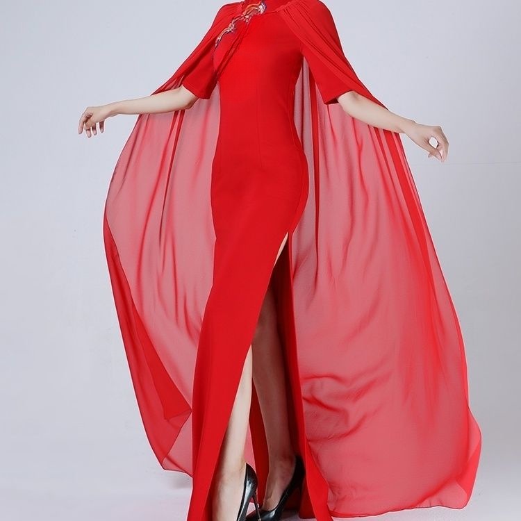 CHINA tradition cape Cloak Red Cloak Thin Shawl Hanfu Ancient Costume ...