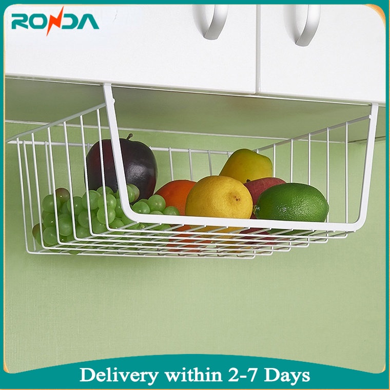 Under Shelf Table Storage Basket Rack Desk Kitchen Cabinet Hanging Rack ...