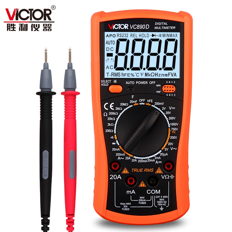 VICTOR VC890C+VC890D Digital Multimeter True RMS Capacitor 2000uF 20A ...