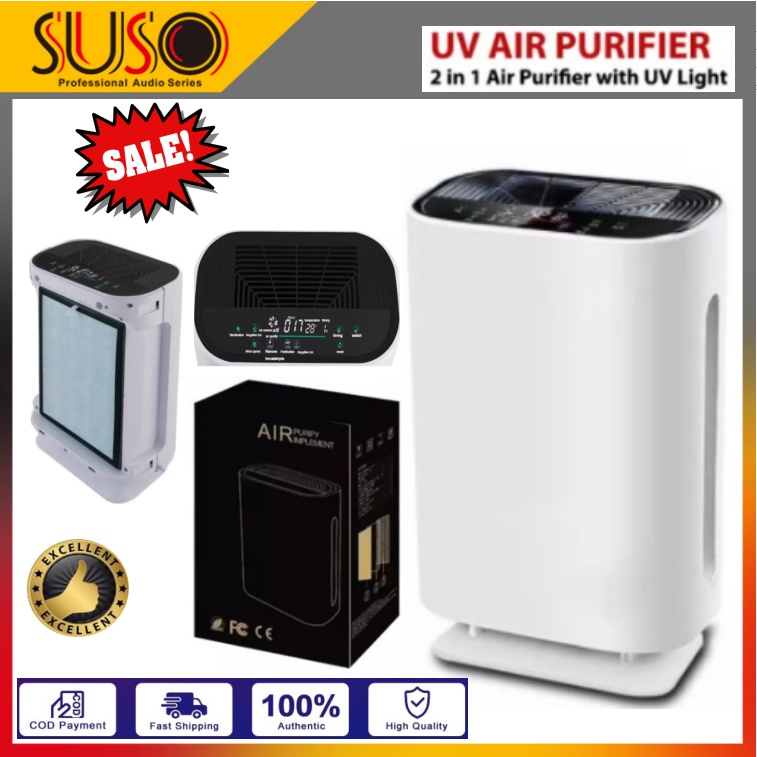 Air purifier with uv light 5 stage Hepa filter,odor and dust eliminator ...
