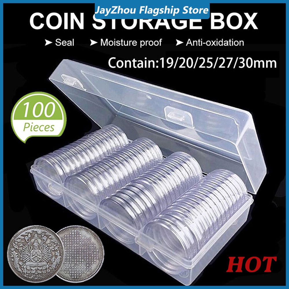 100Pcs/box 19-30mm Coin Capsules Coin Collection Organizer Box ...