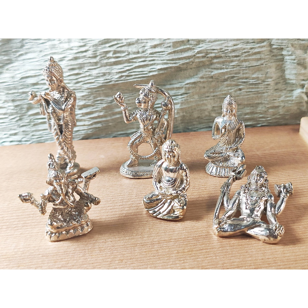 MINIATURE DECOR HINDU GODS AND DEITIES KRISHNA, VISHNU, SHIVA SILVER ...