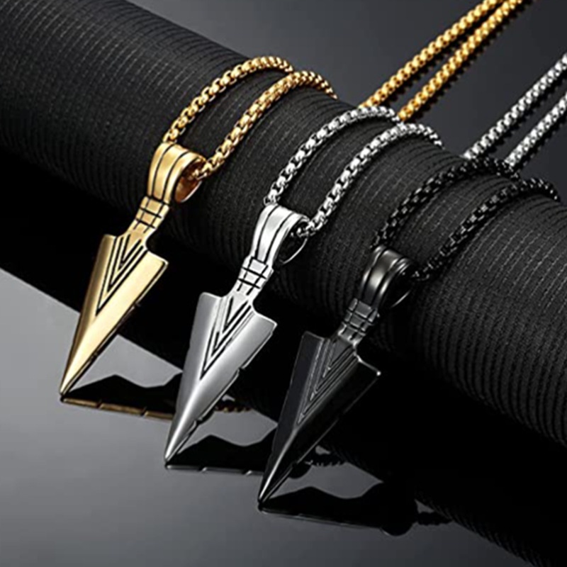 Hip Hop Stainless steel necklace Silver/Gold/Black Retro Triangle Sword ...