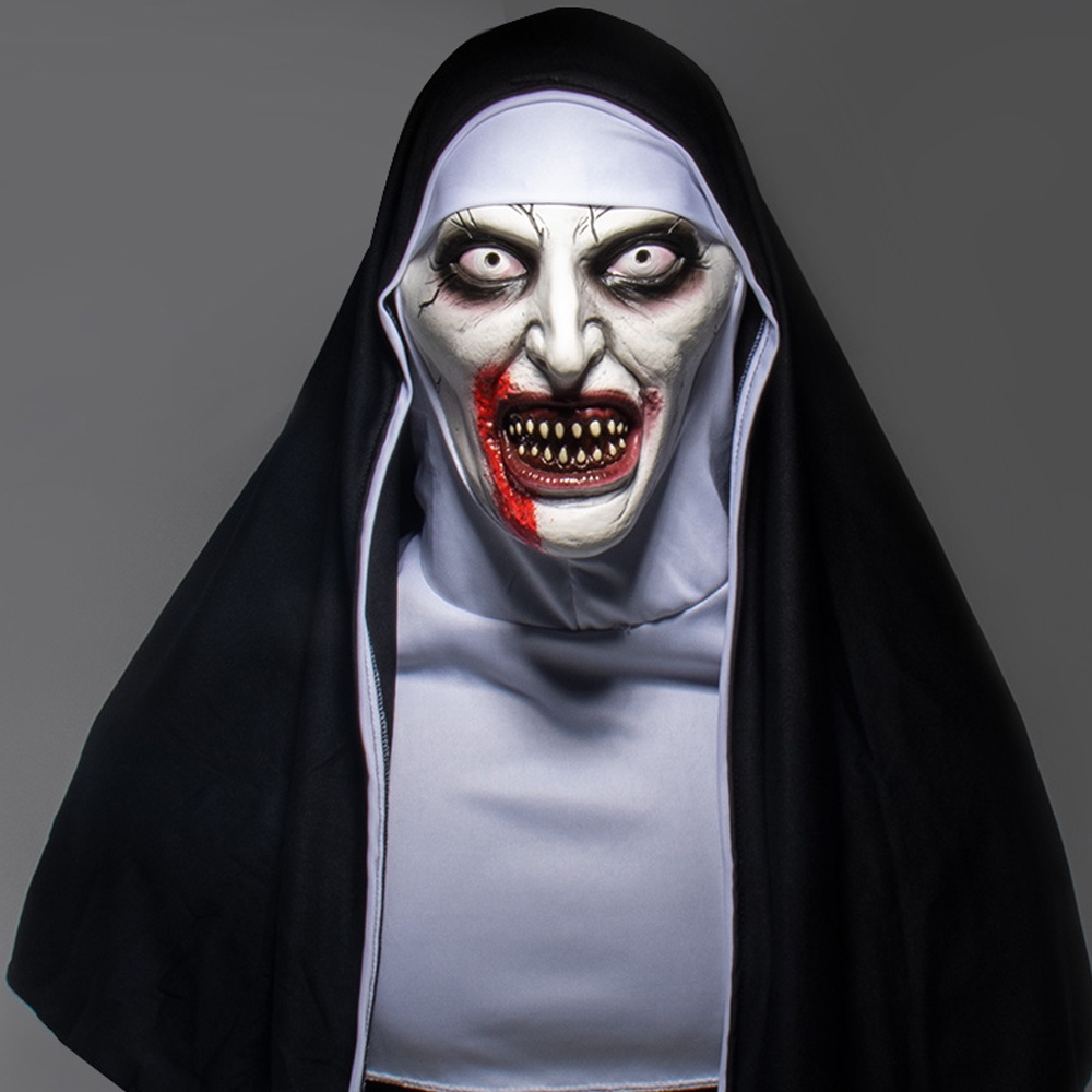 `Creppy Nun Mask Cosplay Horror Latex Masks With Headscarf Full Face ...