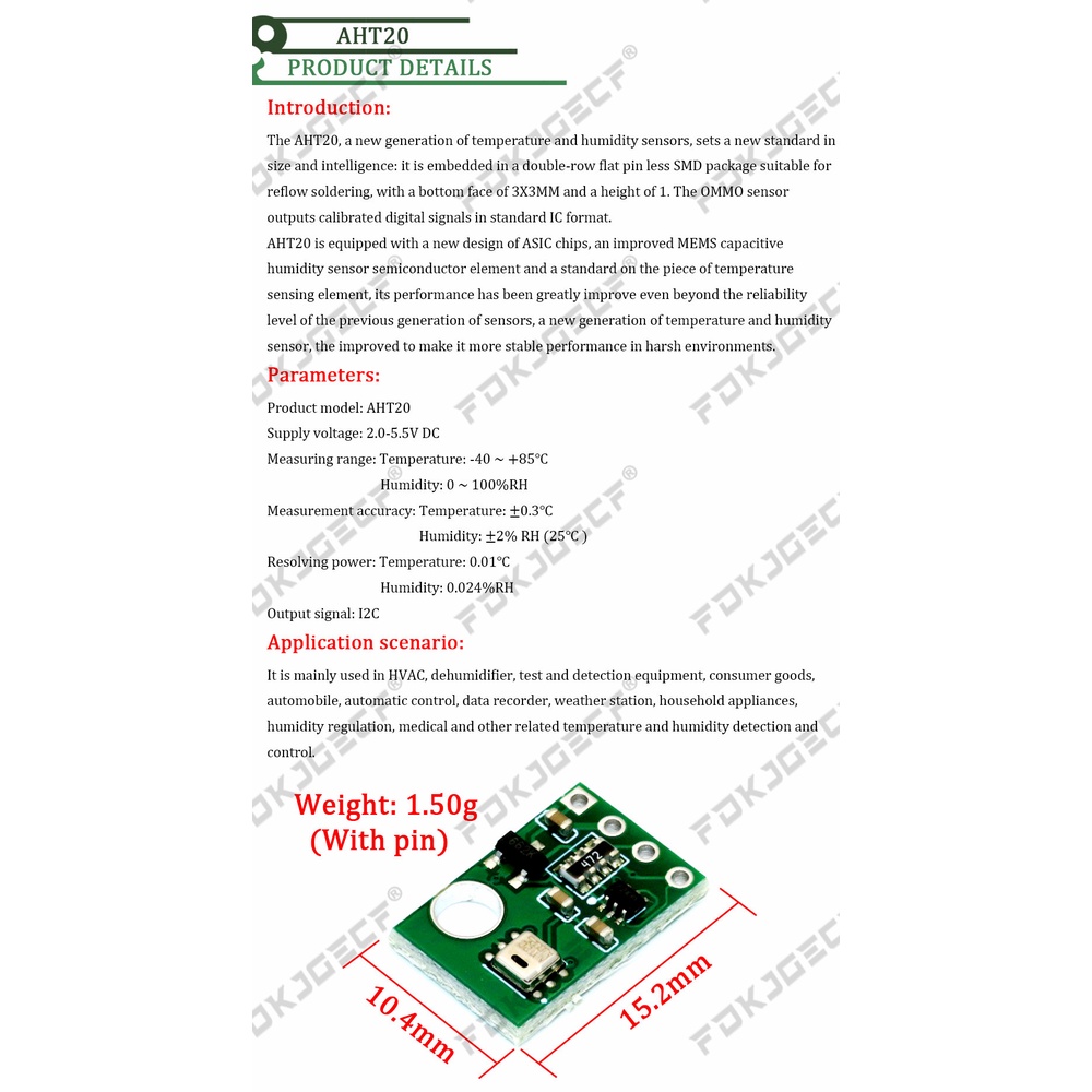 AHT20 I2C temperature and humidity sensor module high-precision ...