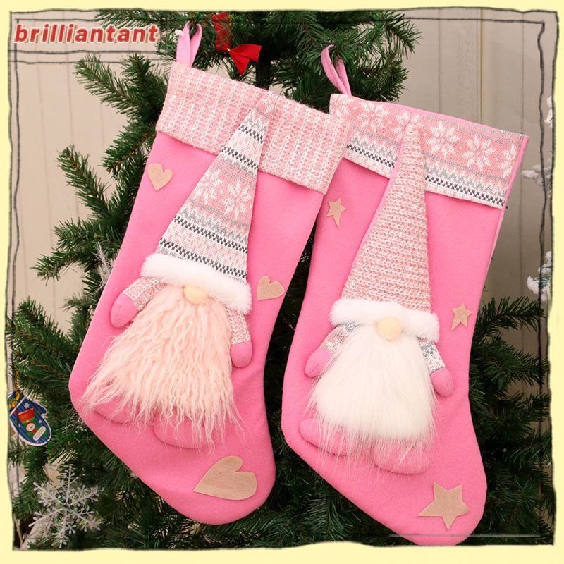 Pink Christmas Stockings Christmas Ornaments Hanging Christmas Sock ...