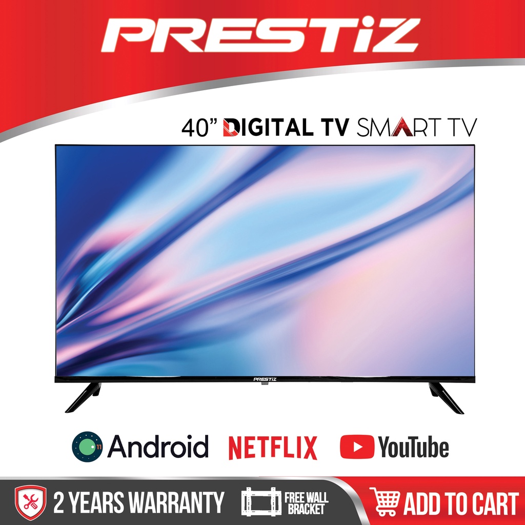 Prestiz 40" Smart Android 11 Digital TV With Free Wall Bracket ...