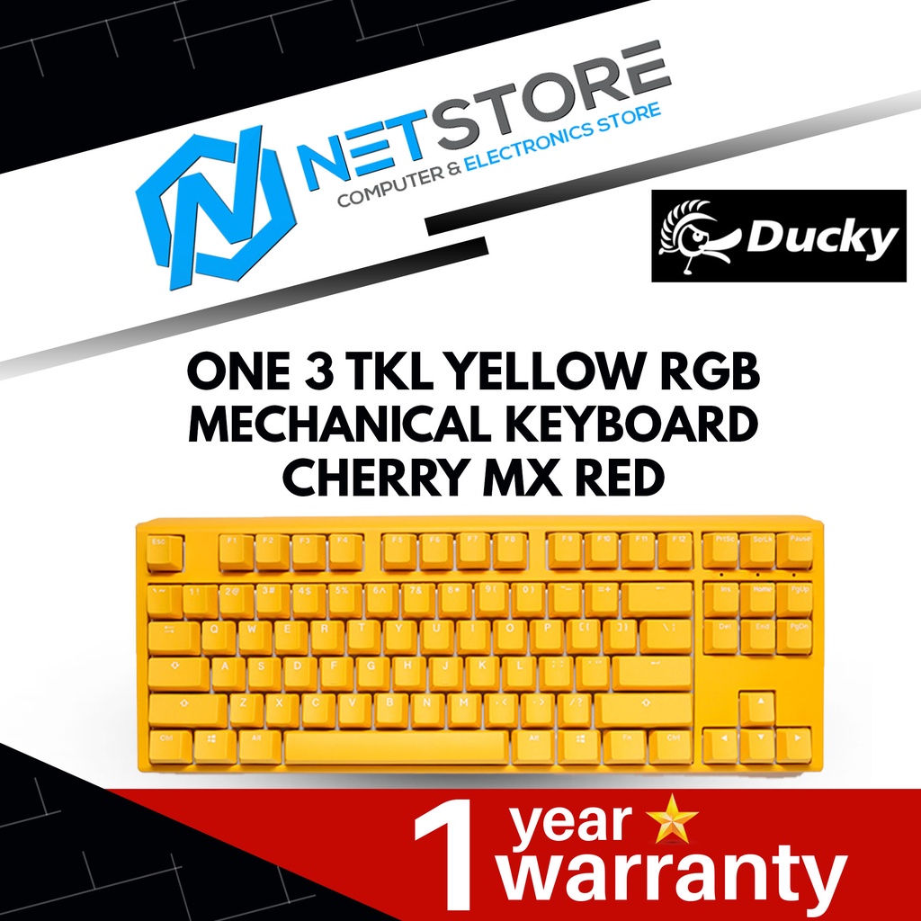 DUCKY ONE 3 TKL YELLOW RGB MECHANICAL KEYBOARD CHERRY MX RED ...