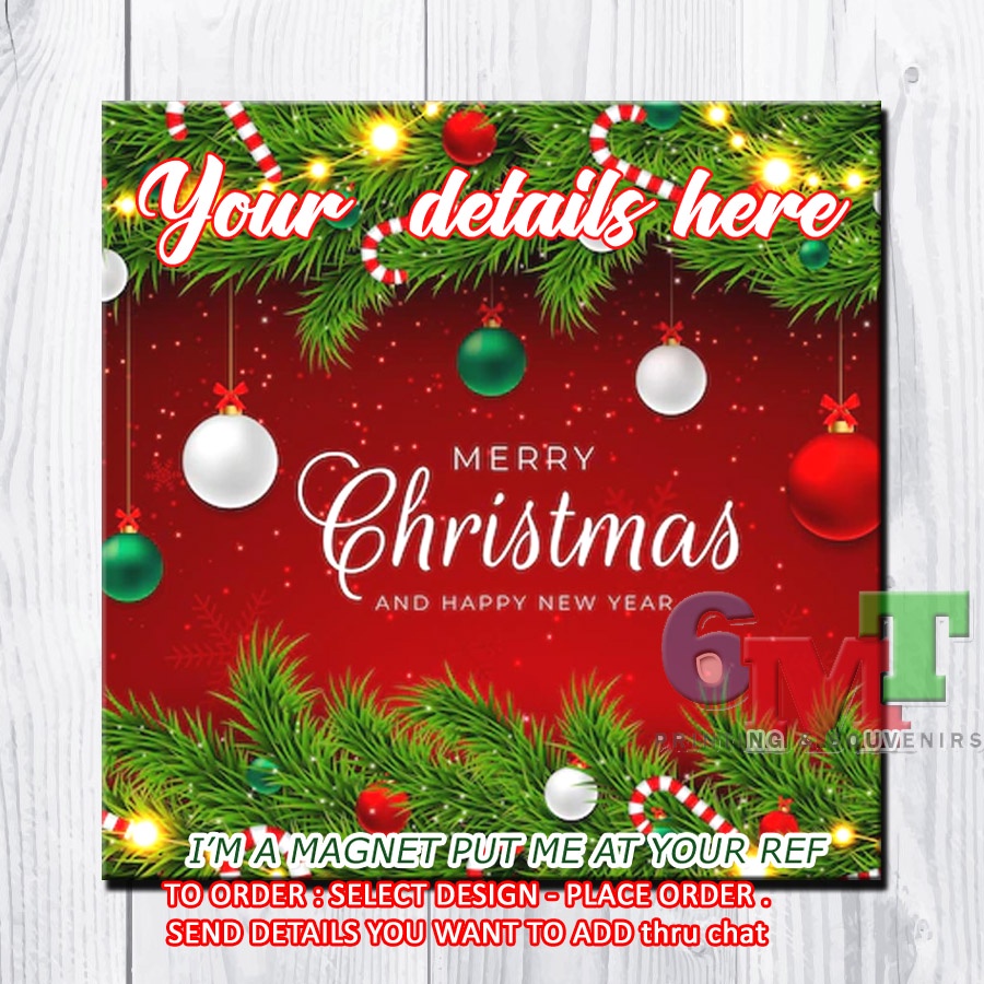 1Pc Personalized Ref Magnet Christmas Theme Business Giveaway minimum ...
