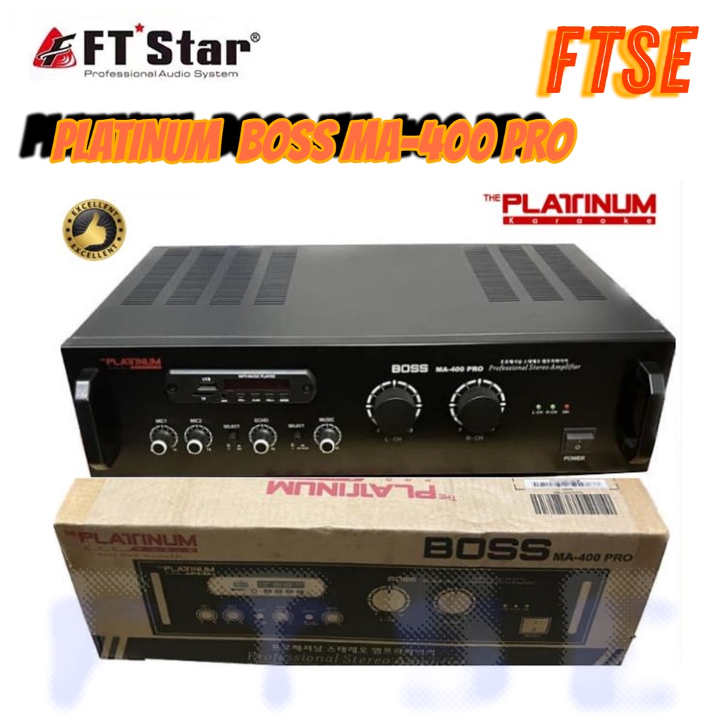 FTSE THE PLATINUM BOSS MA-400 PRO 2 Channel Stereo Echo Mixing ...