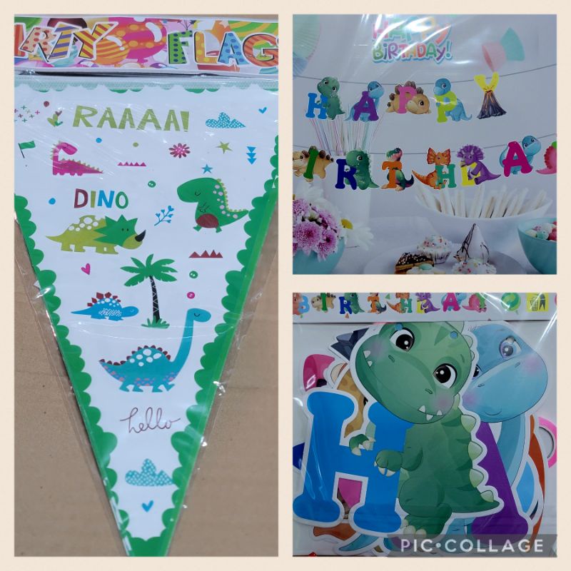 DINOSAUR THEMED BANDERITAS / HAPPY BIRTHDAY LETTER BUNTINGS / BANNER ...