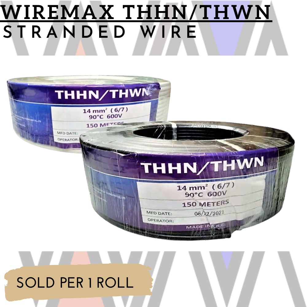 WIREMAX THHN/THWN Stranded Wire gauge #6/7 (14 mm) 150 METERS per box 100% pure copper | Shopee ...